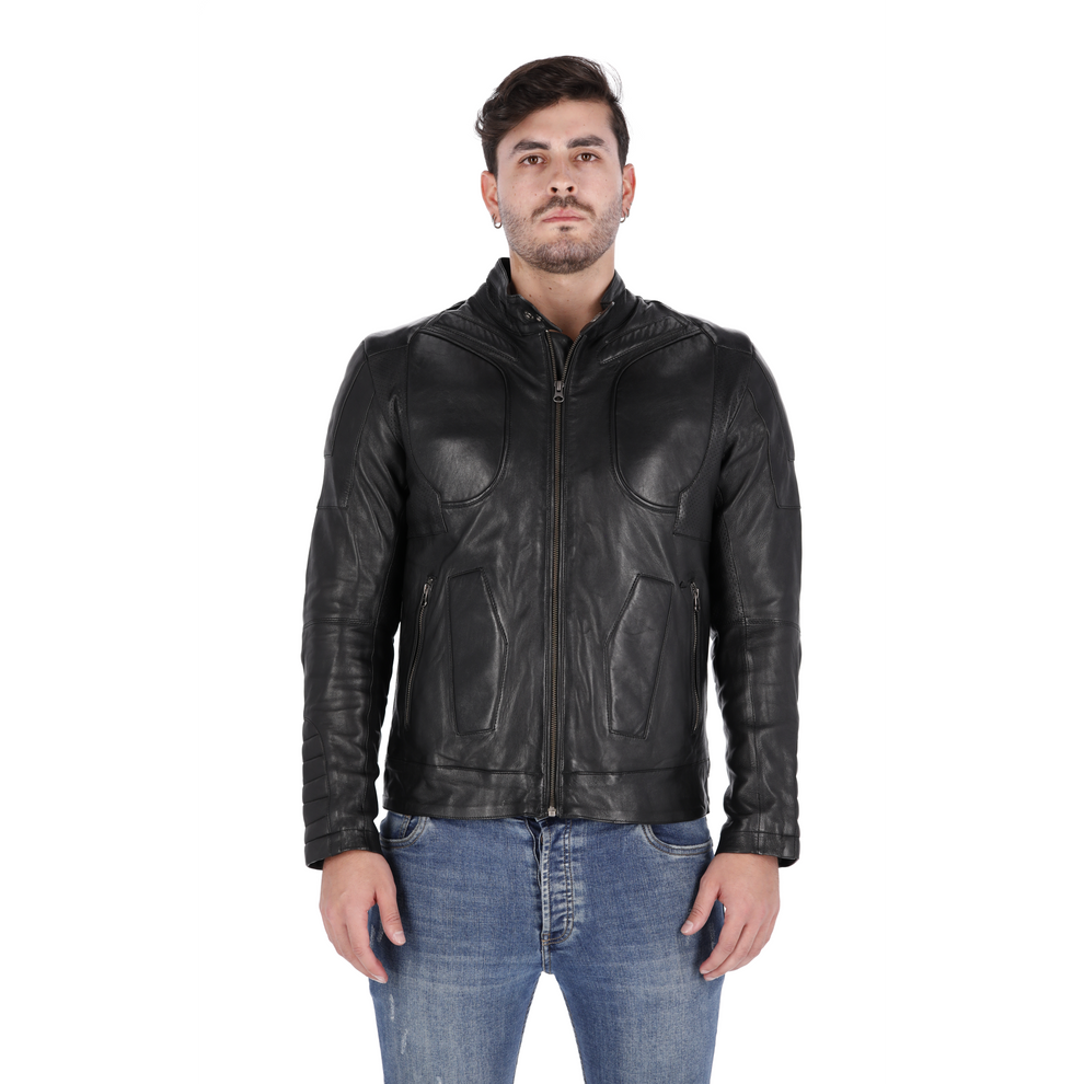 Chaqueta de Cuero Negro LCHL64 – LA CHAQUETERIA